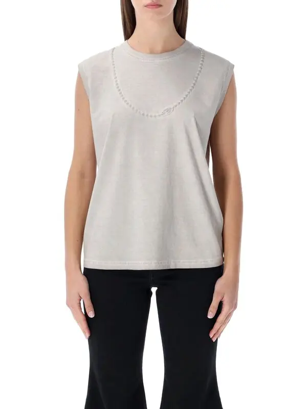 DIESEL® Sleeveless Organic Cotton T-shirt With 3d Chain Motif - Grey Mist