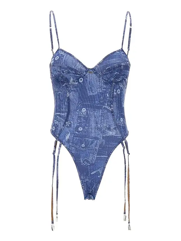 DIESEL® Denim Print Mini Bodysuit - Blu
