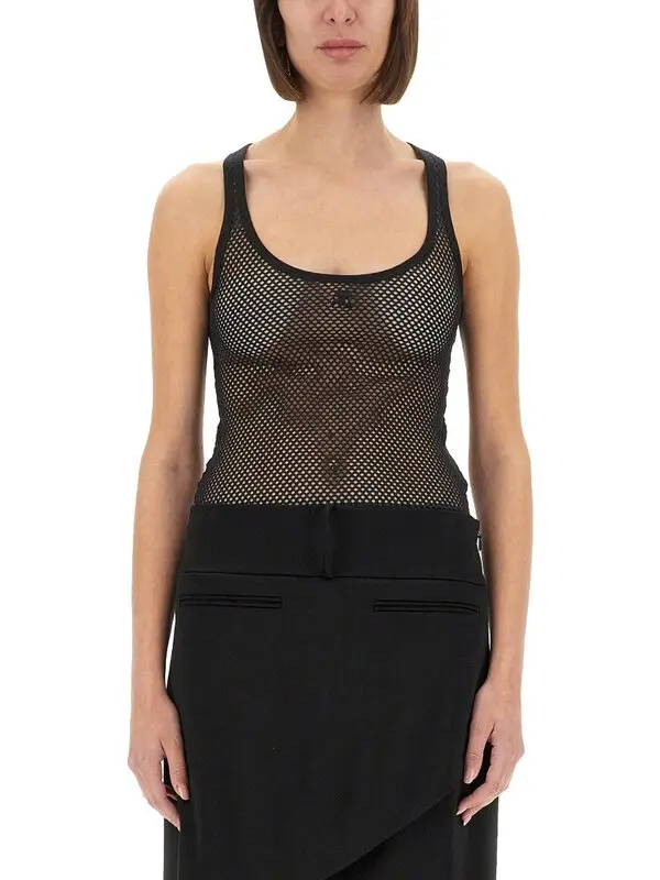 COURREGES Printed Mesh Tank Top - Black