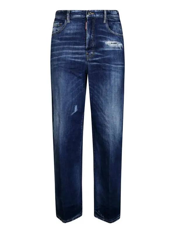 Dsquared2 Distressed Straight Leg Jeans - Blu