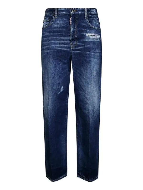 Dsquared2 Distressed Straight Leg Jeans - Blu