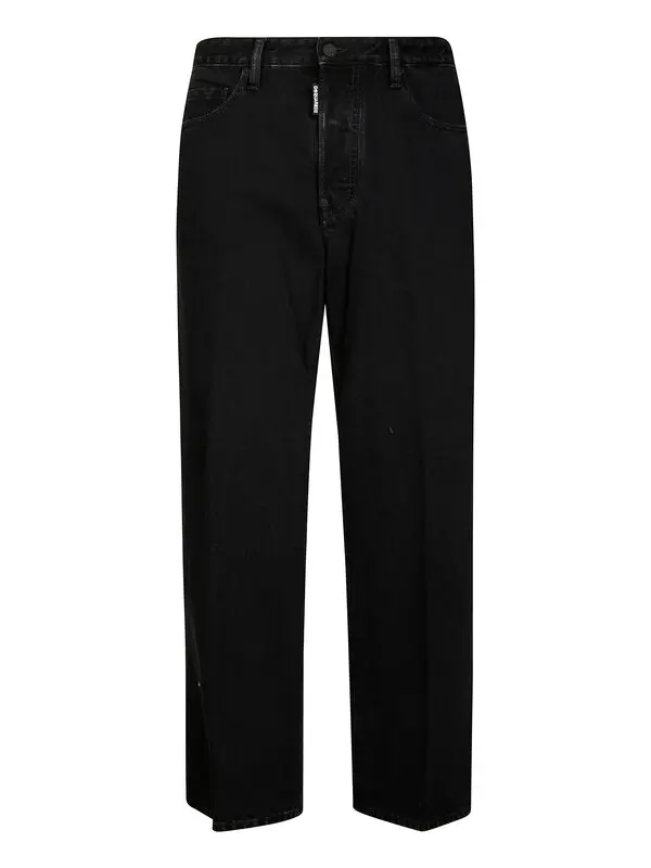 Dsquared2 Leather-patch Straight Leg Jeans - Nero