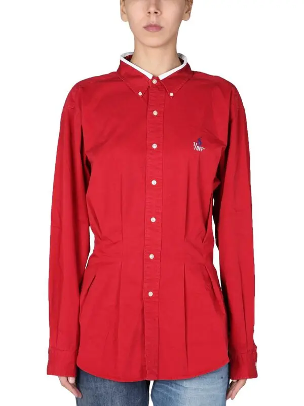 1/OFF PARIS Buttoned Pleated Cotton Shirt - Red