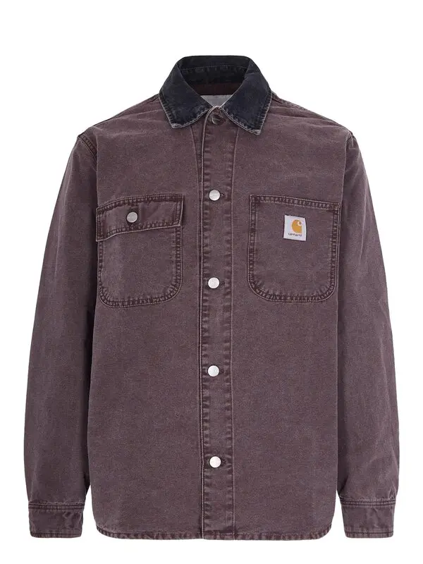 Carhartt Work In Progress Canvas Overshirt Jacket With Corduroy Collar - Palisander/black