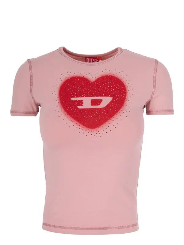 DIESEL® Ribbed Heart Graphic T-shirt - Rosa