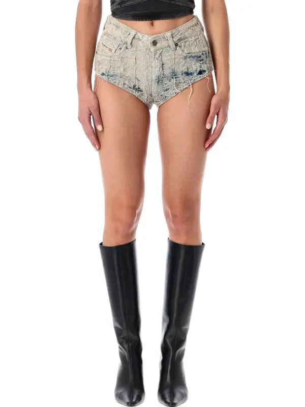 DIESEL® Distressed High-rise Denim Shorts - Blue
