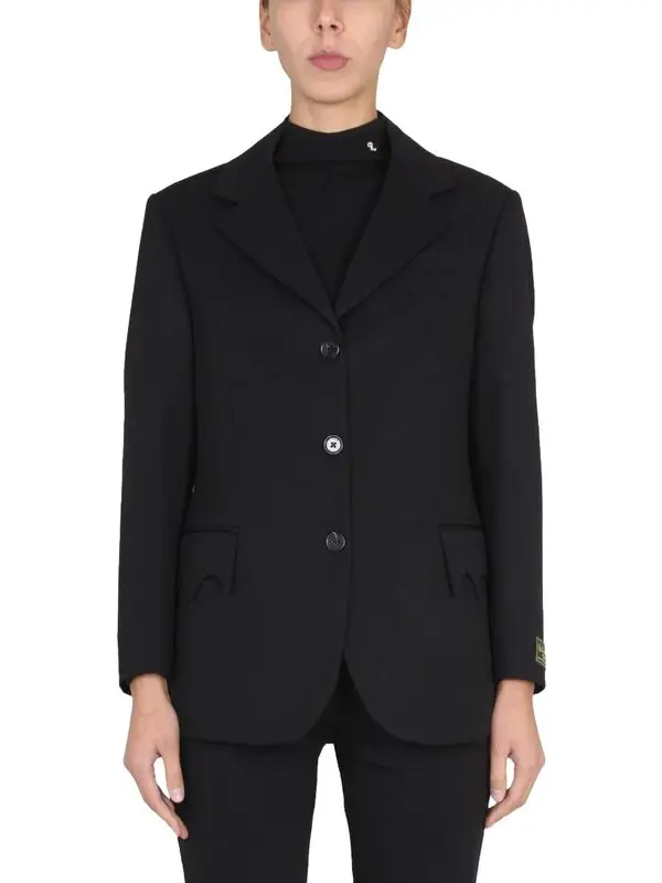 Raf Simons Single-breasted Notched Lapel Jacket - Black