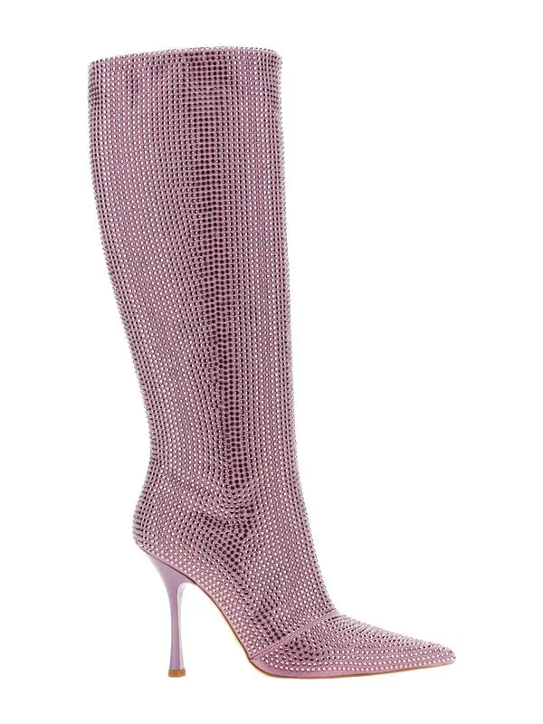 LEONIE HANNE X LIU JO Rhinestone Embellished Knee-high Boots - Lilac