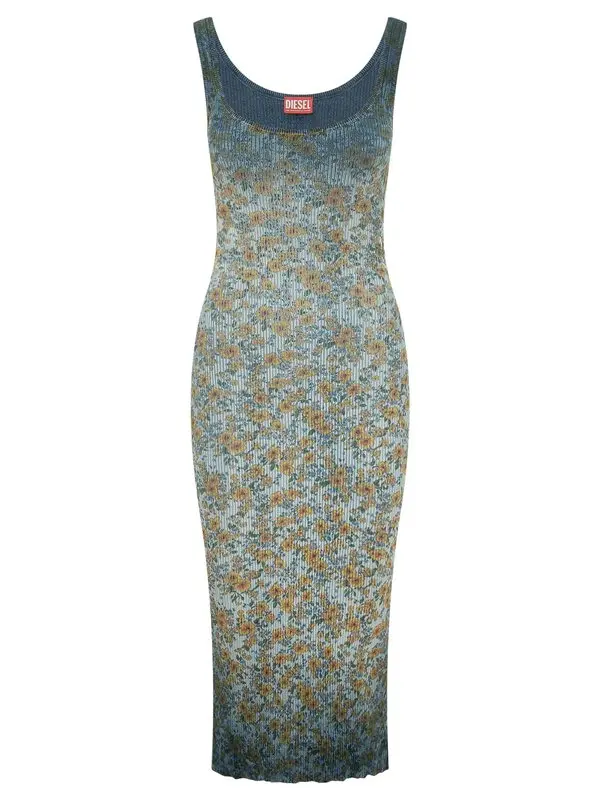 DIESEL® Ribbed Floral Print Mini Dress - Multicolor