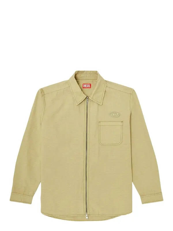 DIESEL® Zip Front Shirt With Patch Pocket And Snap Cuffs Size - Verde