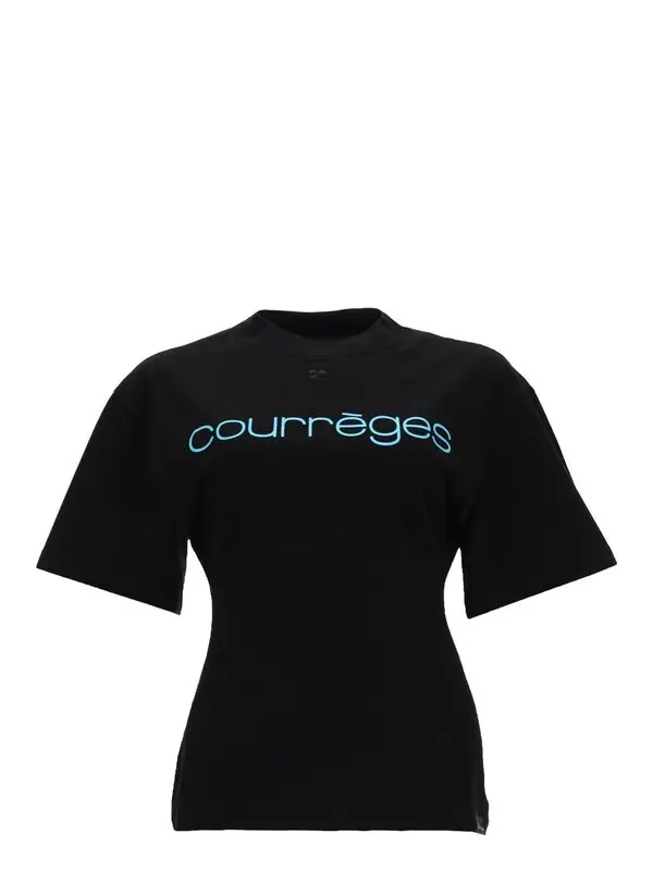 COURREGES Fitted Graphic Logo T-shirt - Black