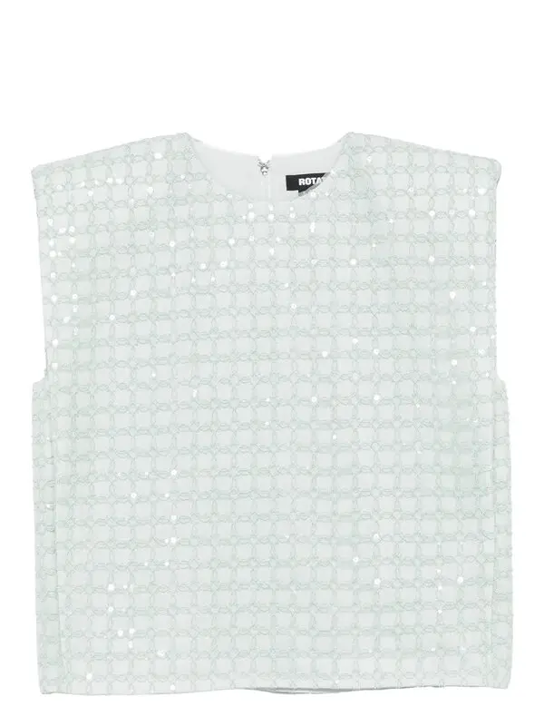 ROTATE BY BIRGER CHRISTENSEN Embroidered Mini Top With Back Zip Closure - Verde