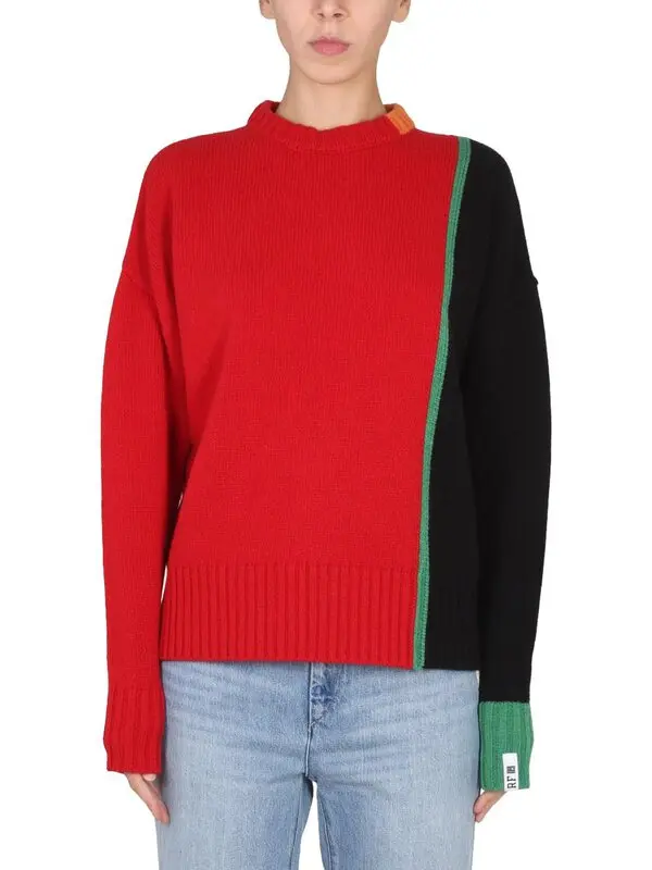 RIGHT FOR Multicolor Mesh Cross-neck Sweater - Multicolour