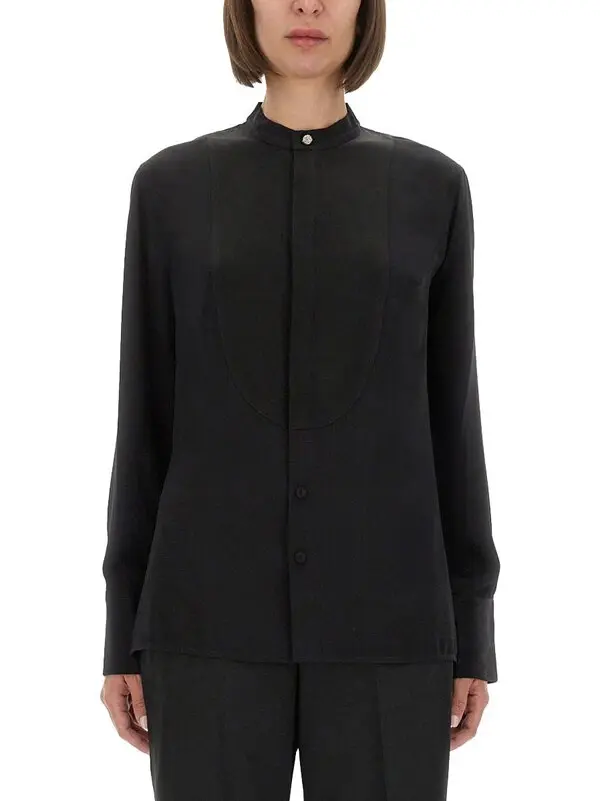 Victoria Beckham Long Sleeve Silk Shirt - Black