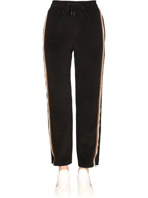 Dsquared2 Corduroy Cotton Blend Trousers With Side Stripes - Black