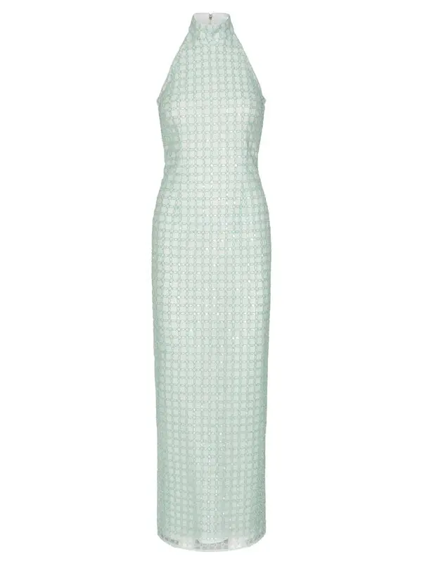 ROTATE BY BIRGER CHRISTENSEN Halterneck Dress With Back Slit - Verde