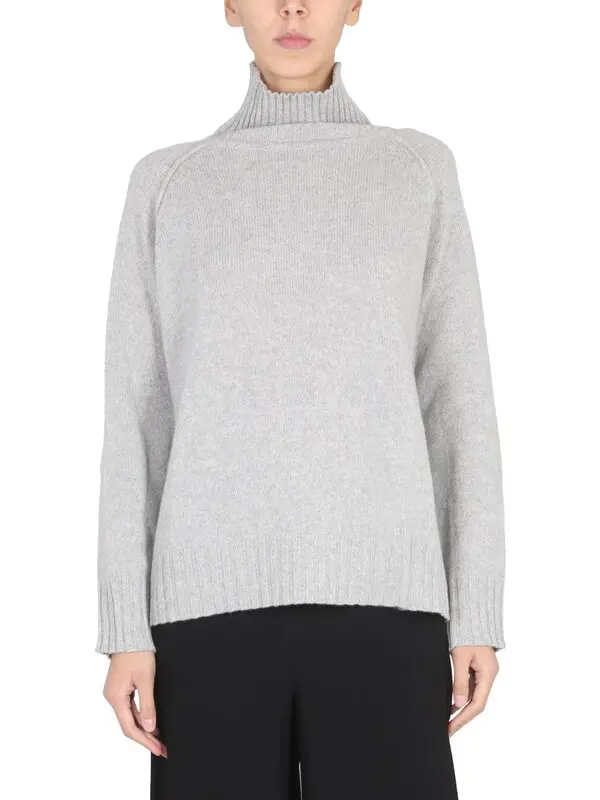 STEFANO MORTARI High Neck Ribbed Knit Sweater - Grey