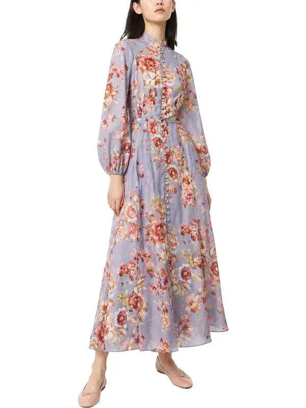 Zimmermann Floral Long Sleeve Button Front Maxi Dress - Multicolour