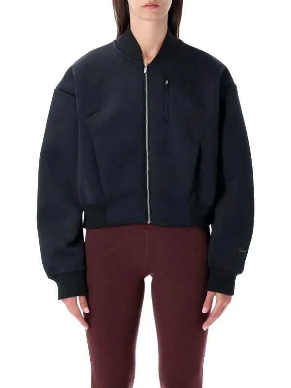Nike Oversized Fleece Bomber Jacket - Black