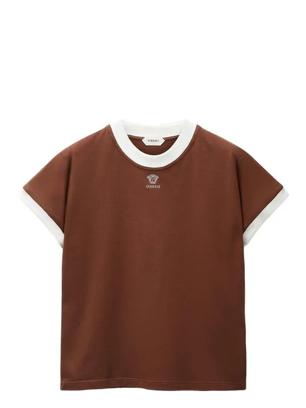 Versace Embroidered Medusa Logo Slim Fit T-shirt Size - Marrone