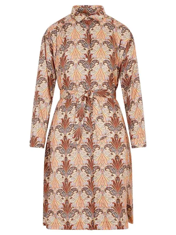 Etro Wool-silk Blend Printed Shirt Dress - Brown