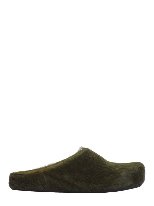 Marni Fussbett Mini Sabot Sandals With Calf Hair - Green
