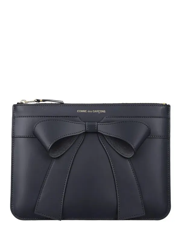Comme Des Garçons The Big Bow Pouch Handbag 16 Cm X 22 Cm - Nero