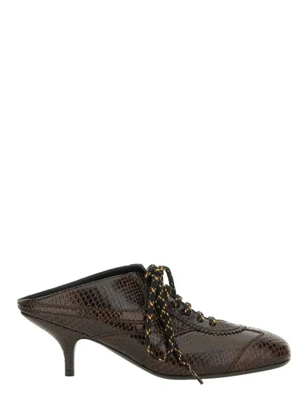Dries Van Noten Leather Mules With Lace-up Detailing - Brown
