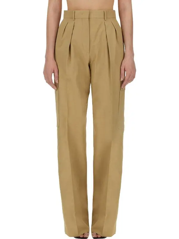 Sportmax Jacopo Pleated Cotton Blend Trousers - Beige