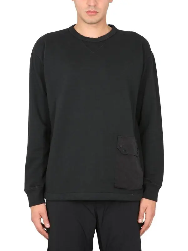 TEN C Crewneck Sweatshirt With Pocket Detail - Black