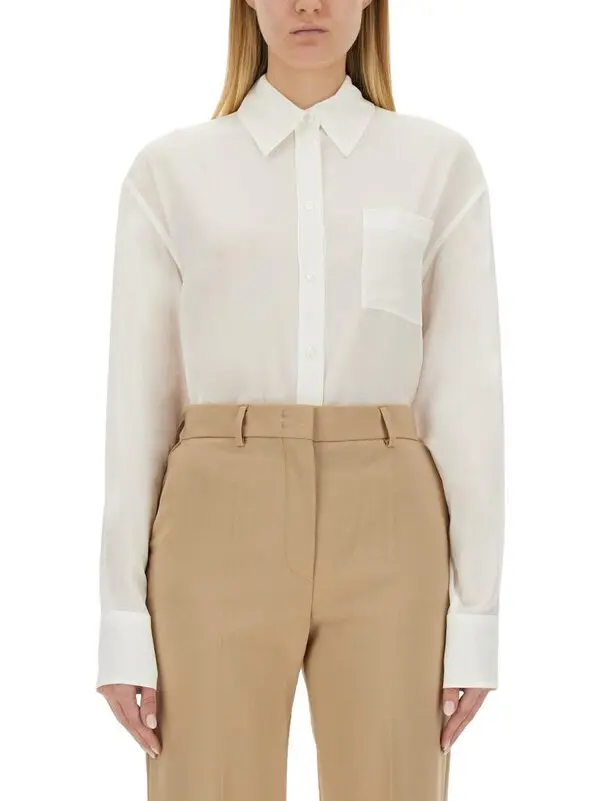 Sportmax Cotton Button-up Shirt With Pocket - Ivory