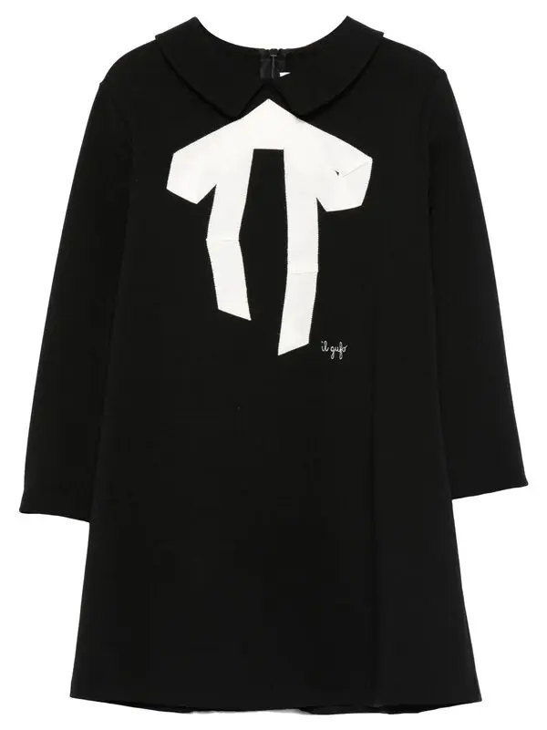IL GUFO Long Sleeve Mini Dress With Bow Detail - Black