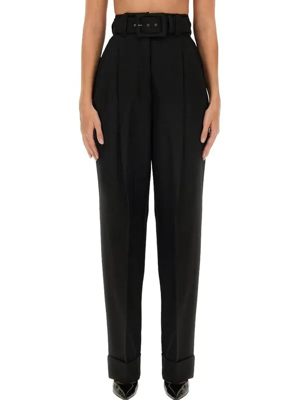 Max Mara Street Piano Wool Trousers - Black