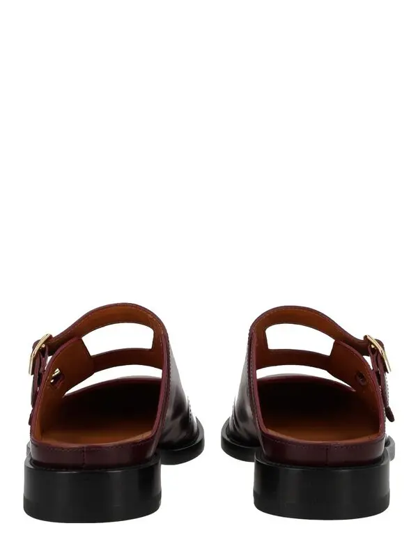 Marni Leather Slingback Block Heel Pumps - Bordeaux
