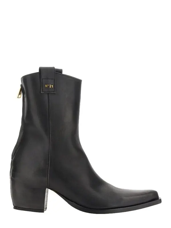 N°21 Leather Ankle Boots With Zip - Black