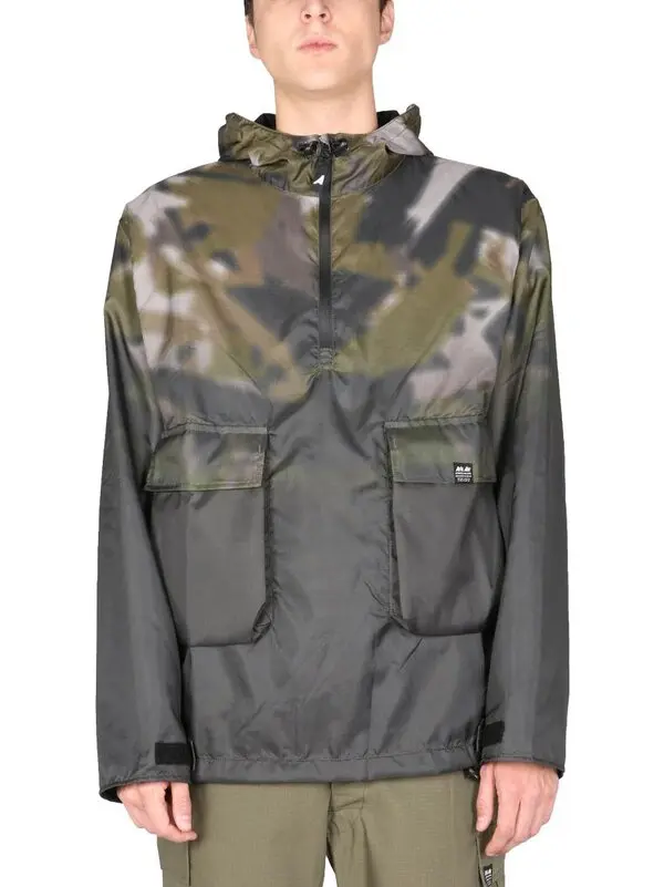 ARKAIR Camouflage-print Half-zip Hooded Jacket - Brown