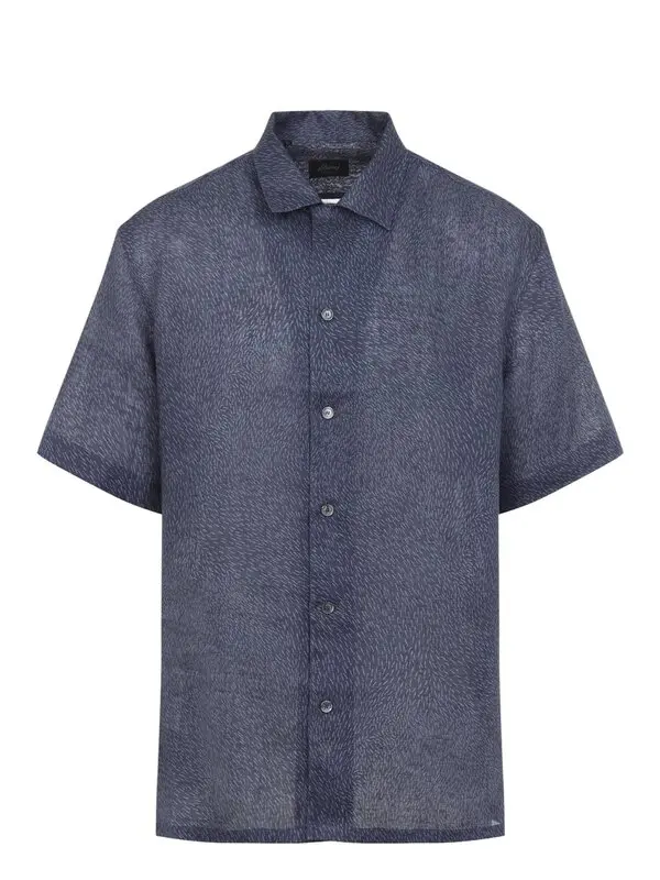 Brioni Short-sleeve Linen Shirt - Blue