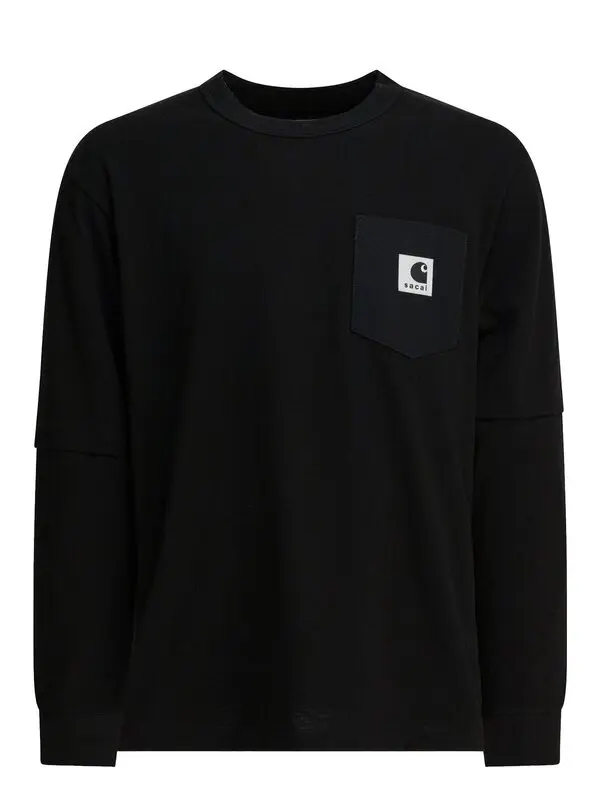 Sacai Long Sleeve Cotton T-shirt - Black
