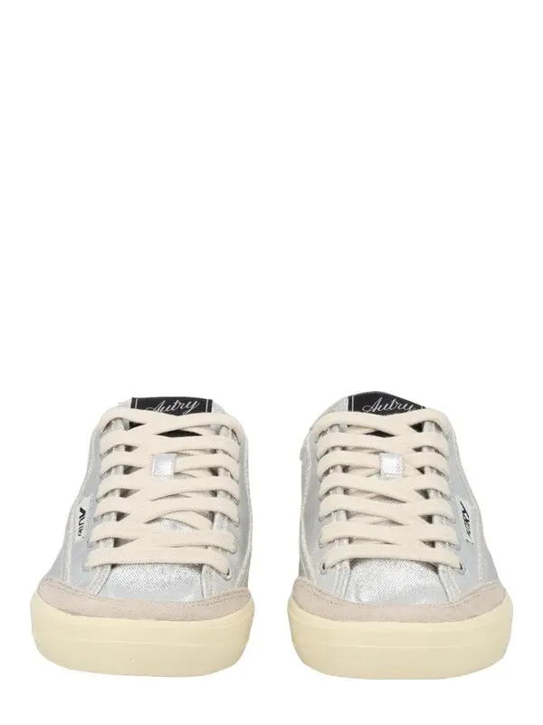 AUTRY Canvas And Suede Lace-up Sneakers - Silver