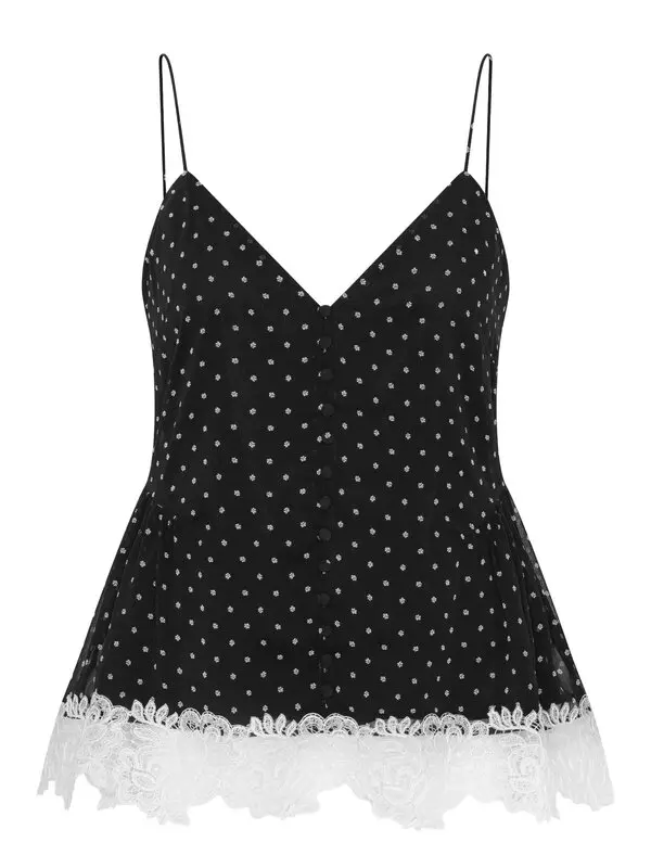 ROTATE BY BIRGER CHRISTENSEN Floral Print V-neck Tank Top - Nero