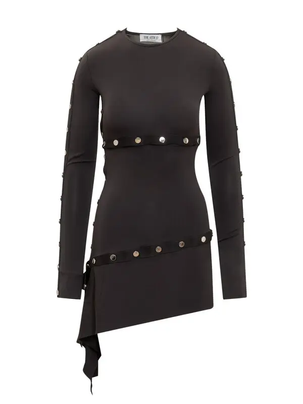 Attico Chic Mini Suit Dress" Cotton Shirt Dress With Drawstring Hem - Black