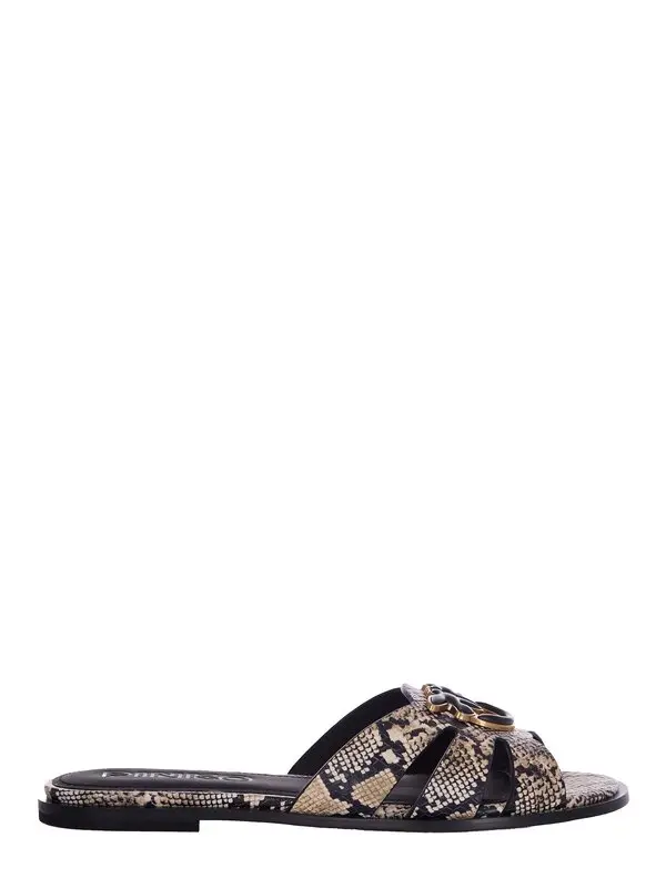 Pinko Strap Flat Sandals With Chain Detail - Multi