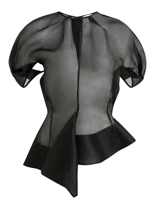 Khaite Asymmetrical Silk Mini Top - Nero