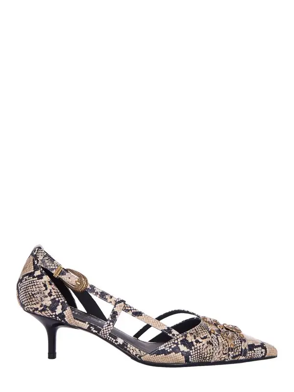 Pinko Snakeskin Pattern Heeled Shoes With Embellishments - Multi