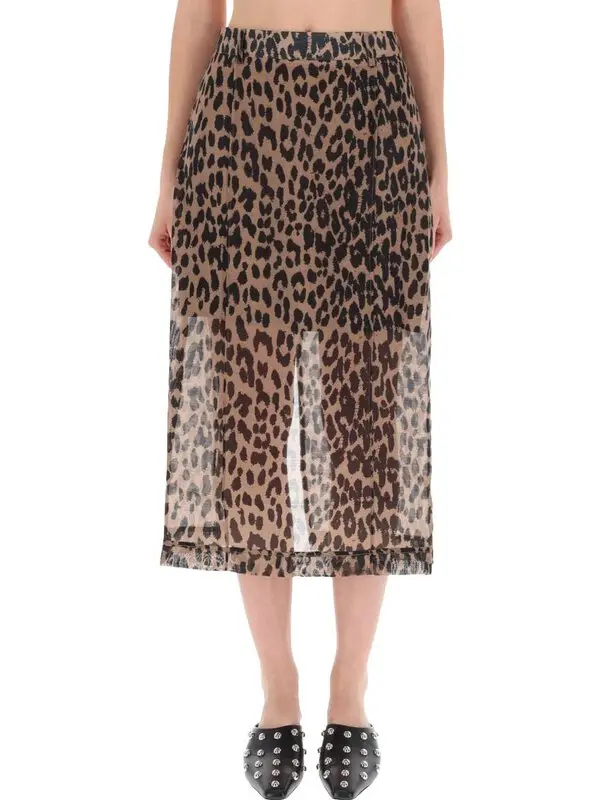 Baum Und Pferdgarten Leopard Print Sheer Midi Skirt - Beige