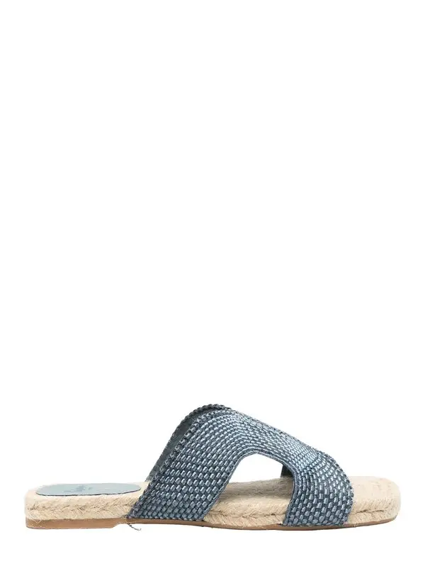 CastaÑer Woven Raffia Sandals With Jute Sole - Blu