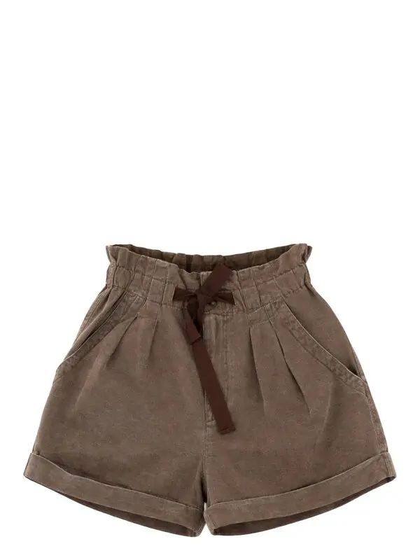 MARANT ETOILE Pleated High-waist Drawstring Shorts - Bronze