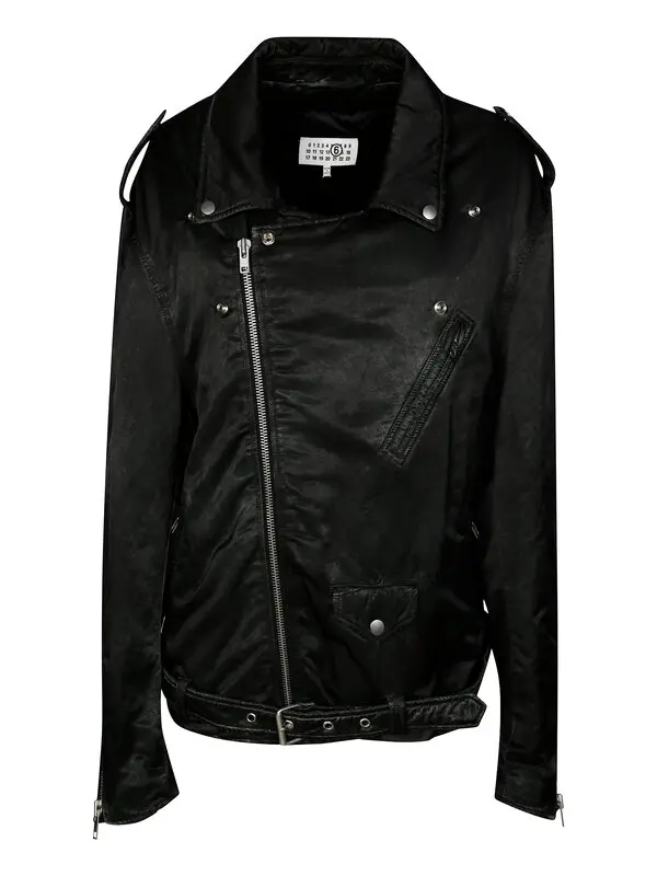 MAISON MARGIELA Washed Cotton Biker Jacket - Nero