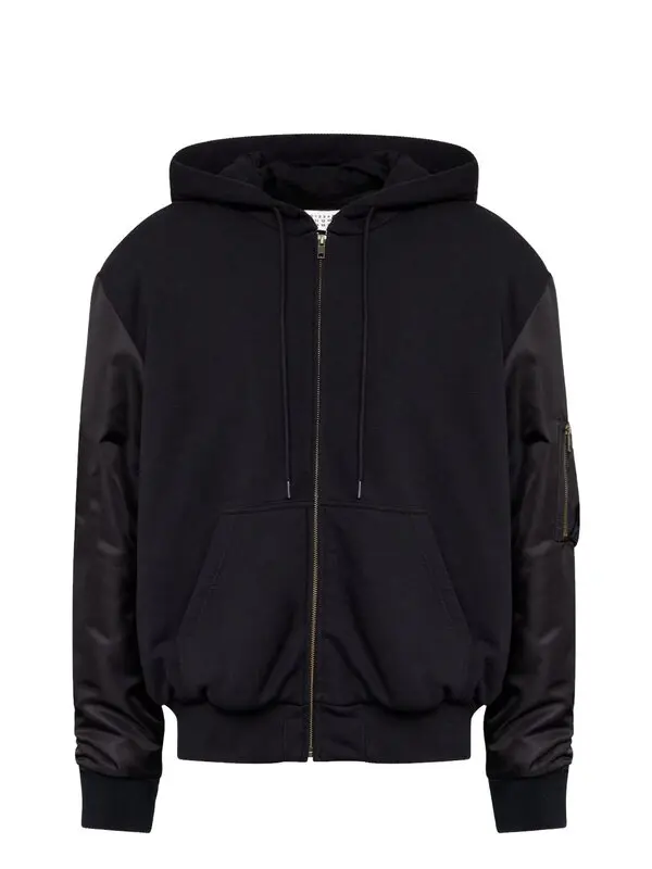 MAISON MARGIELA Zip-up Bomber Jacket With Hood - Black