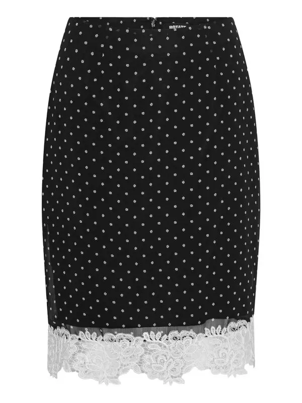 ROTATE BY BIRGER CHRISTENSEN Pencil Skirt With Lace Trim - Nero